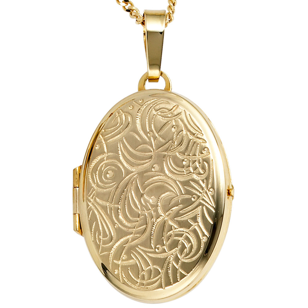 Medaillon oval 333 Gelbgold Abstrakt-Design - Marinas Schmuckwelt