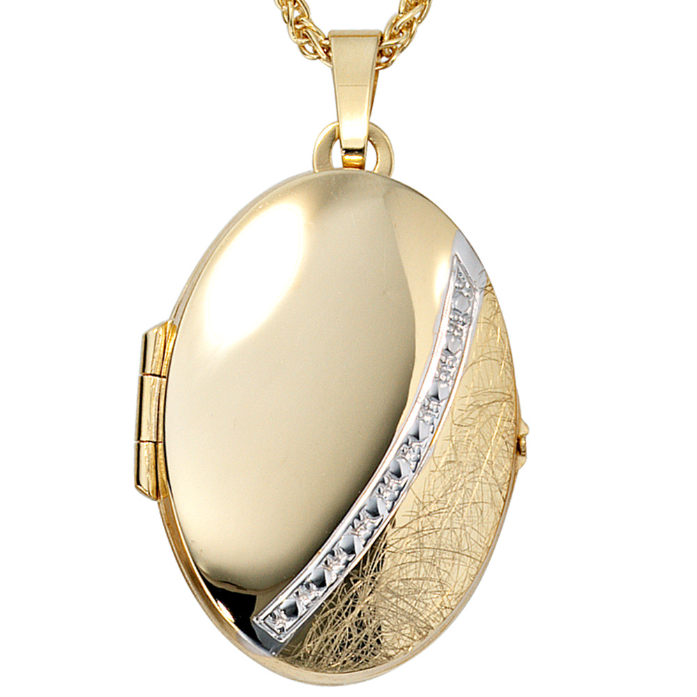 Medaillon oval 333 Gelbgold bicolor sowie teileismatt - Marinas Schmuckwelt