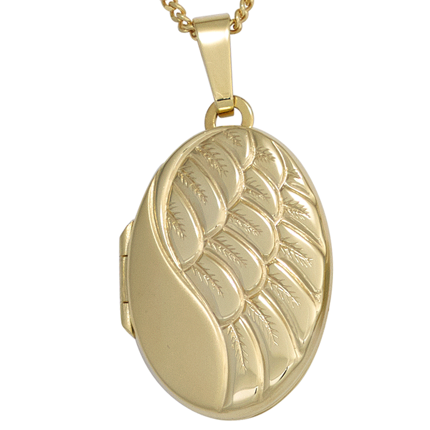 Medaillon "Flügel" 333 Gelbgold oval - Marinas Schmuckwelt