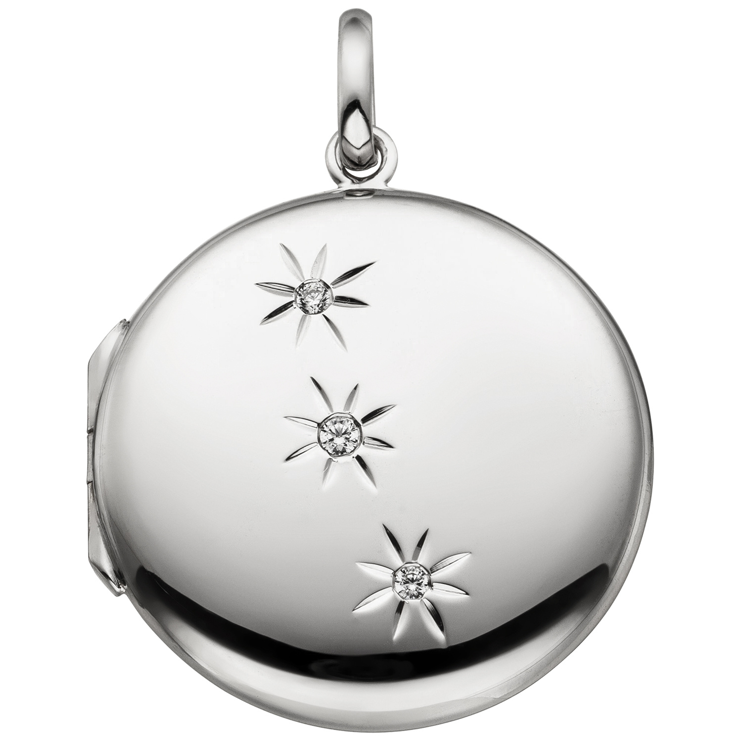 Medaillon rund 925 Silber mit Blumendekor und Zirkonia - Marinas ...